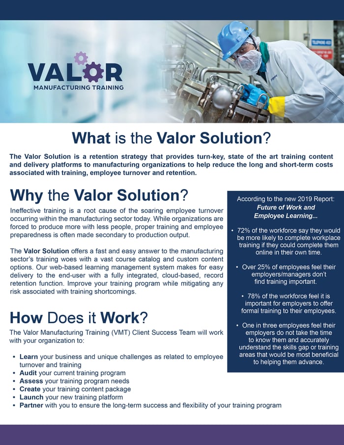 Valor Manufacturing Training Next Steps!